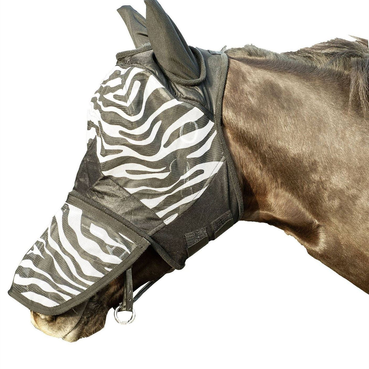 HKM Zebra Fly Mask - Fly Deterrent, Lightweight, Comprehensive ...
